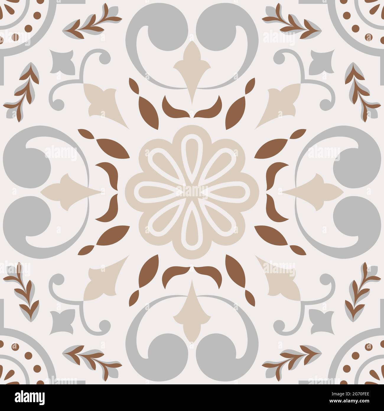 Neutral Beige Spanish Tile - Vector Ornamental Illustration Stock ...