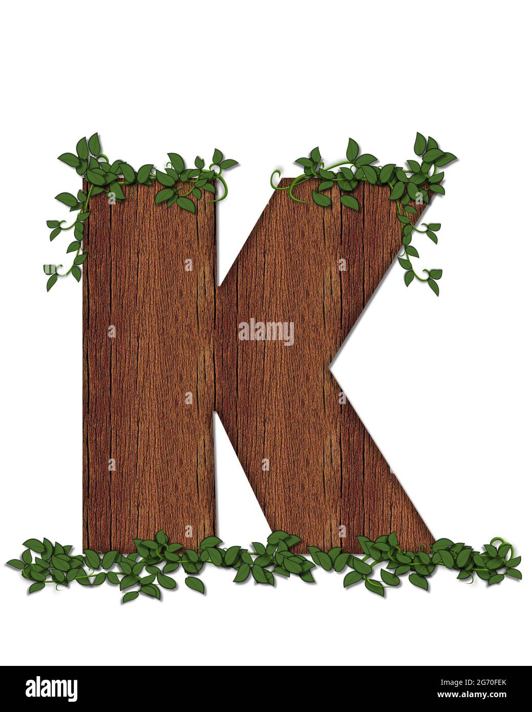 The letter K, in the alphabet set "Deep Woods" is filled with wod ...