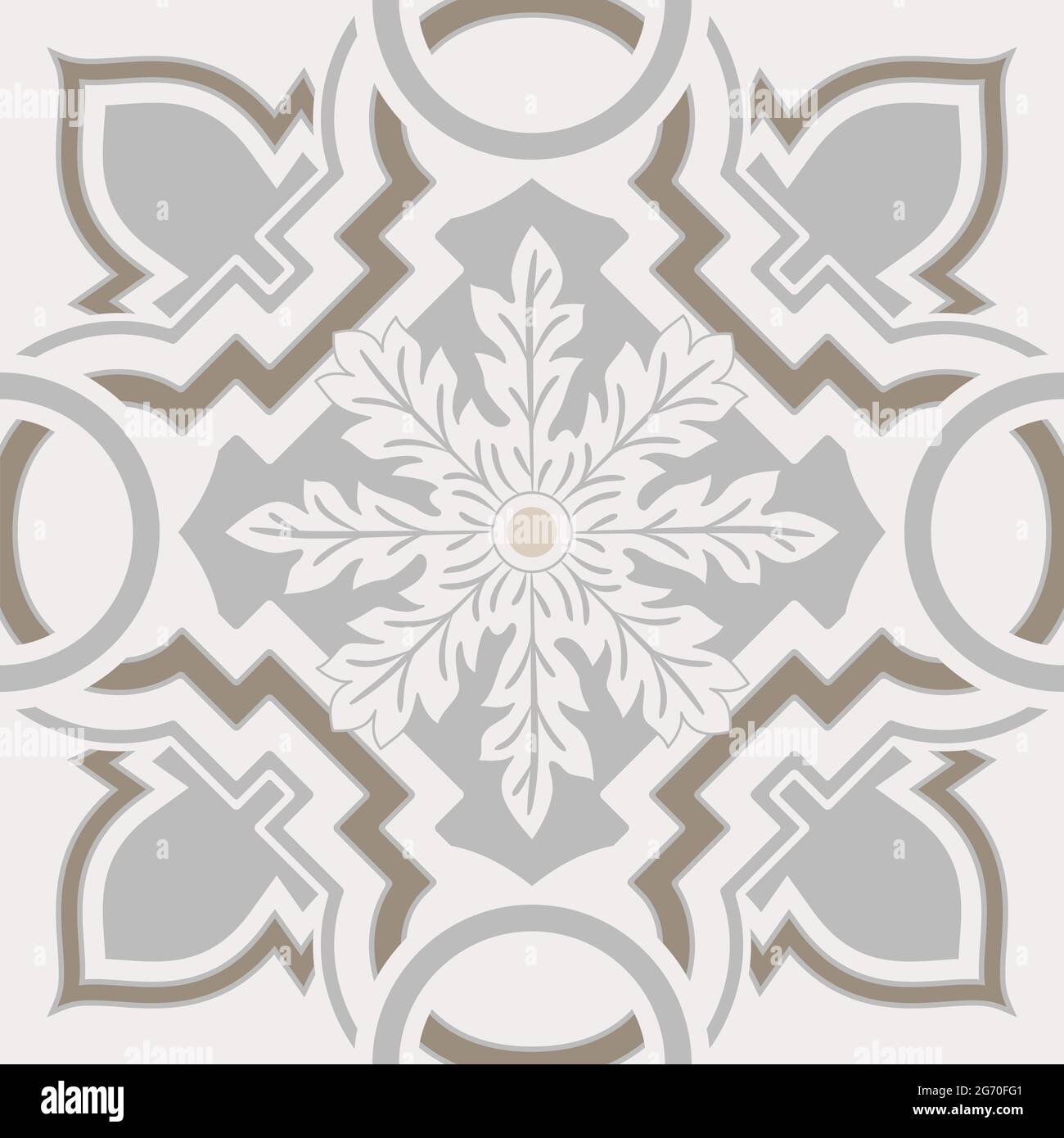 Neutral Beige Spanish Tile - Vector Ornamental Illustration Stock ...