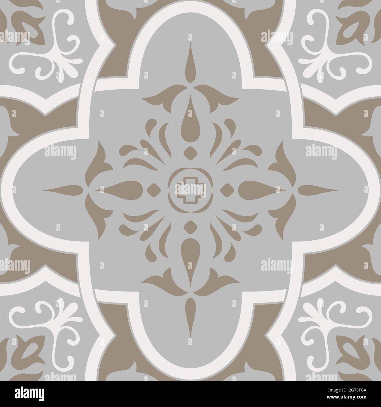 Neutral Beige Spanish Tile - Vector Ornamental Illustration Stock ...