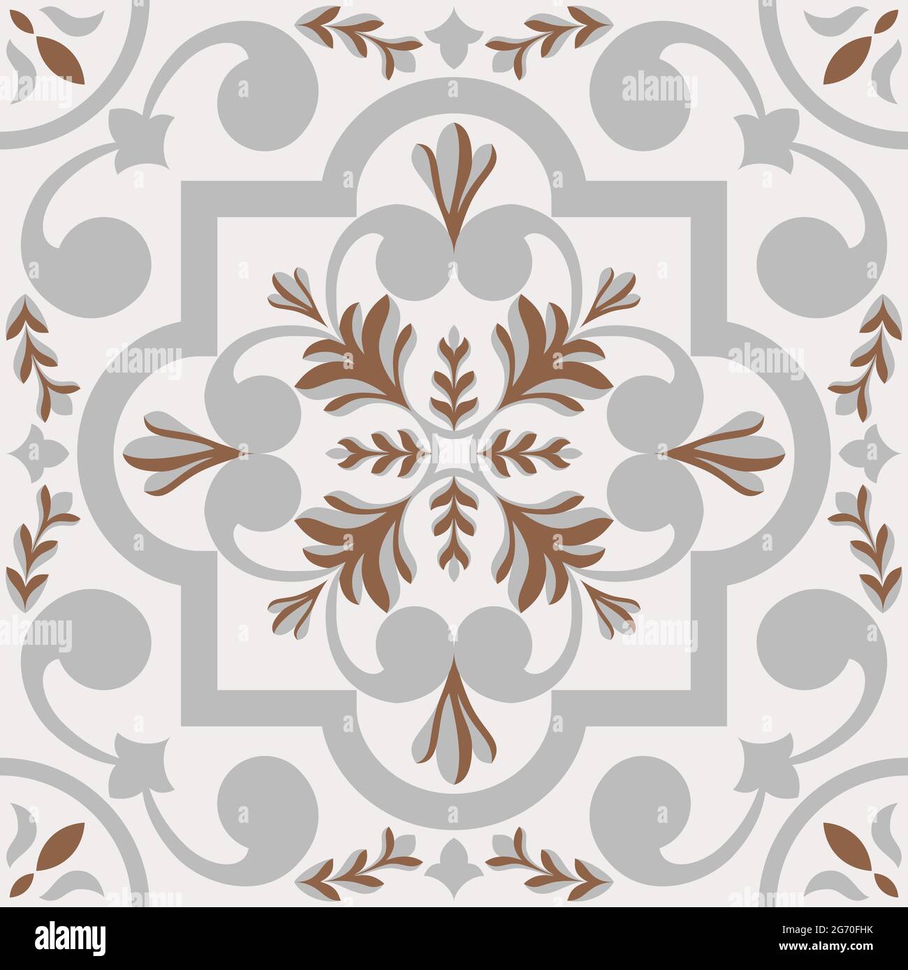Neutral Beige Spanish Tile - Vector Ornamental Illustration Stock ...