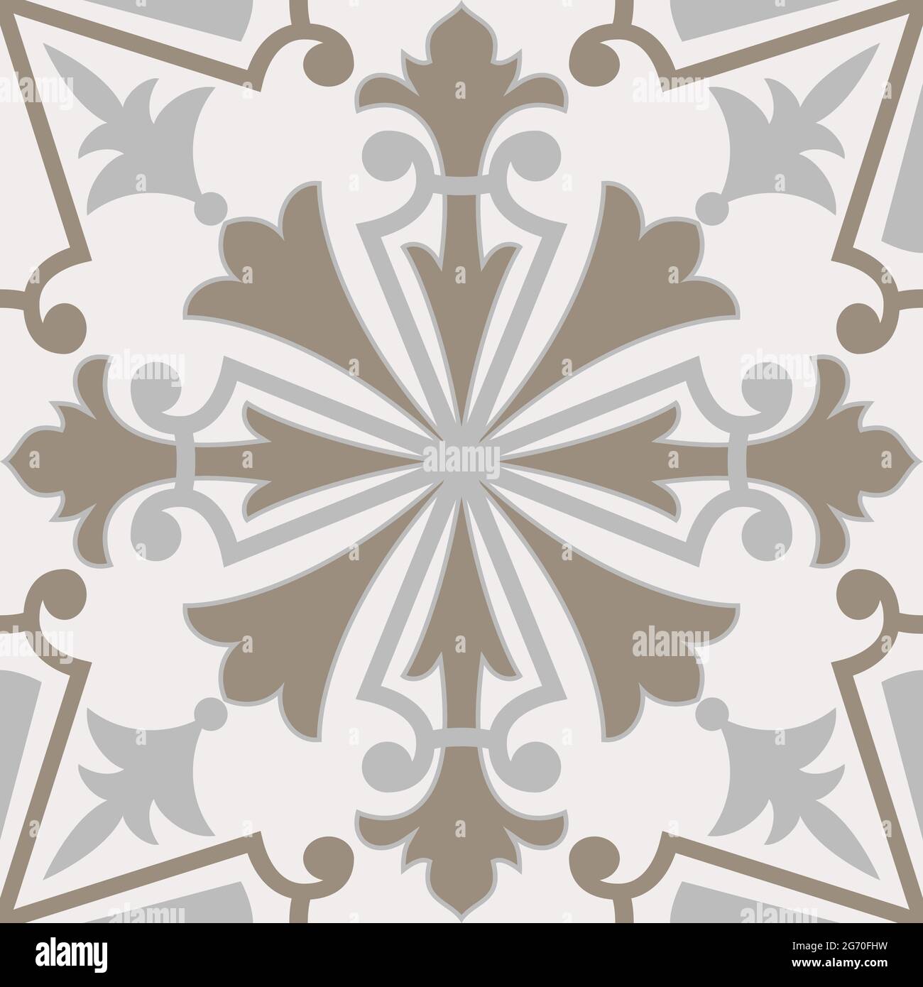 Neutral Beige Spanish Tile - Vector Ornamental Illustration Stock ...