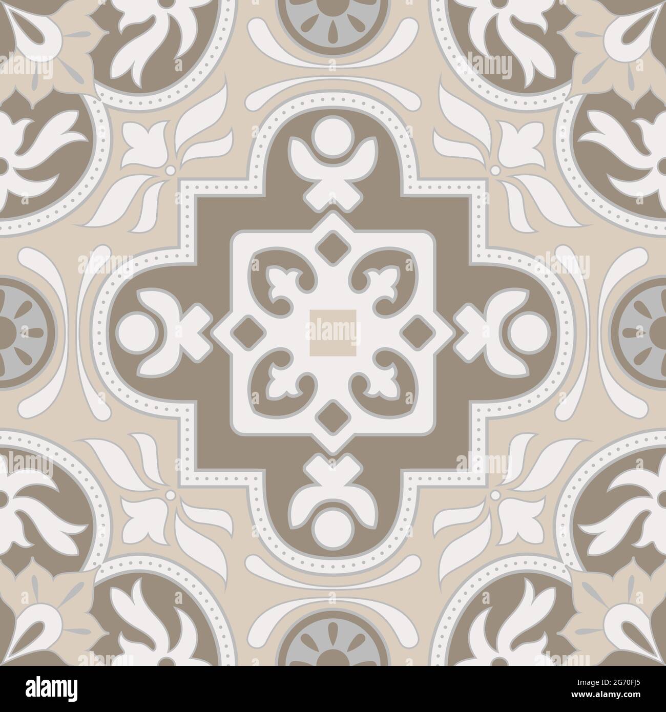 Neutral Beige Spanish Tile - Vector Ornamental Illustration Stock ...