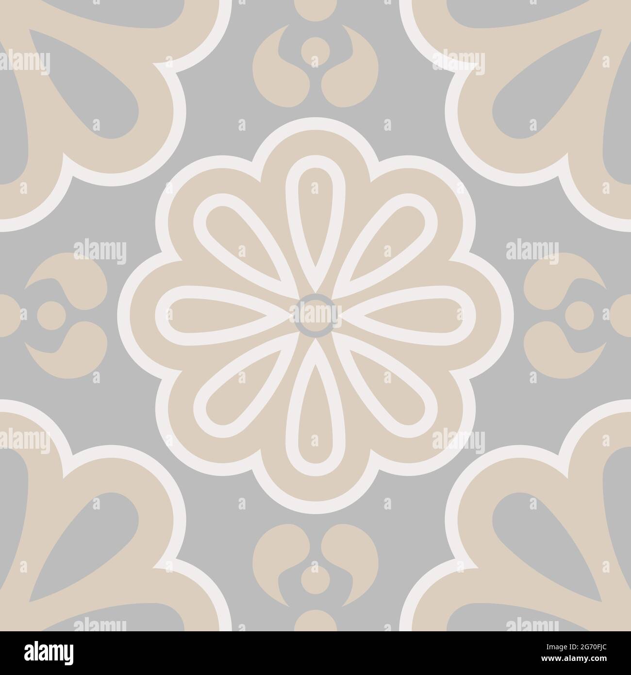 Neutral Beige Spanish Tile - Vector Ornamental Illustration Stock ...