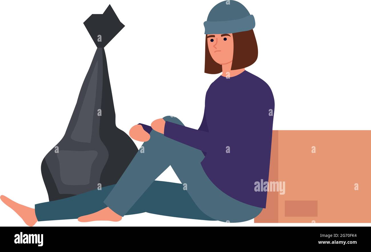 poor woman with garbage Stock Vector Image & Art - Alamy