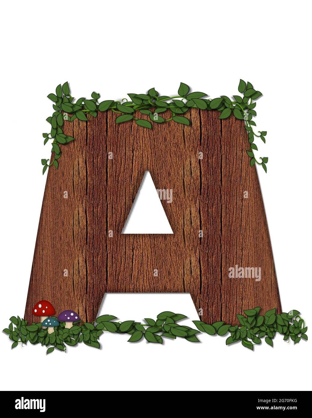 The letter A, in the alphabet set "Log" is filled with wod texture ...