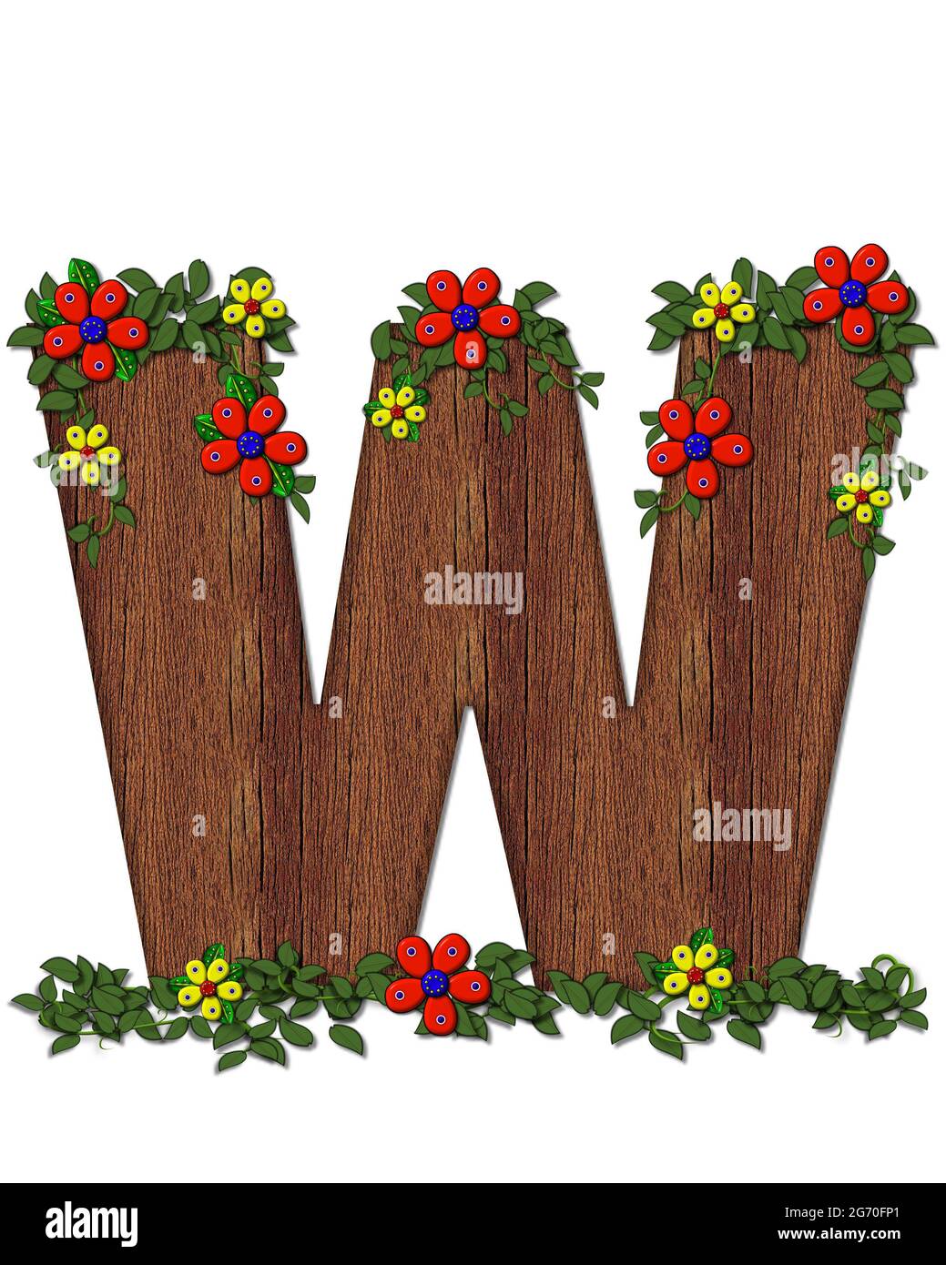 The letter W, in the alphabet set "Woodsy Owl" is filled with wood ...