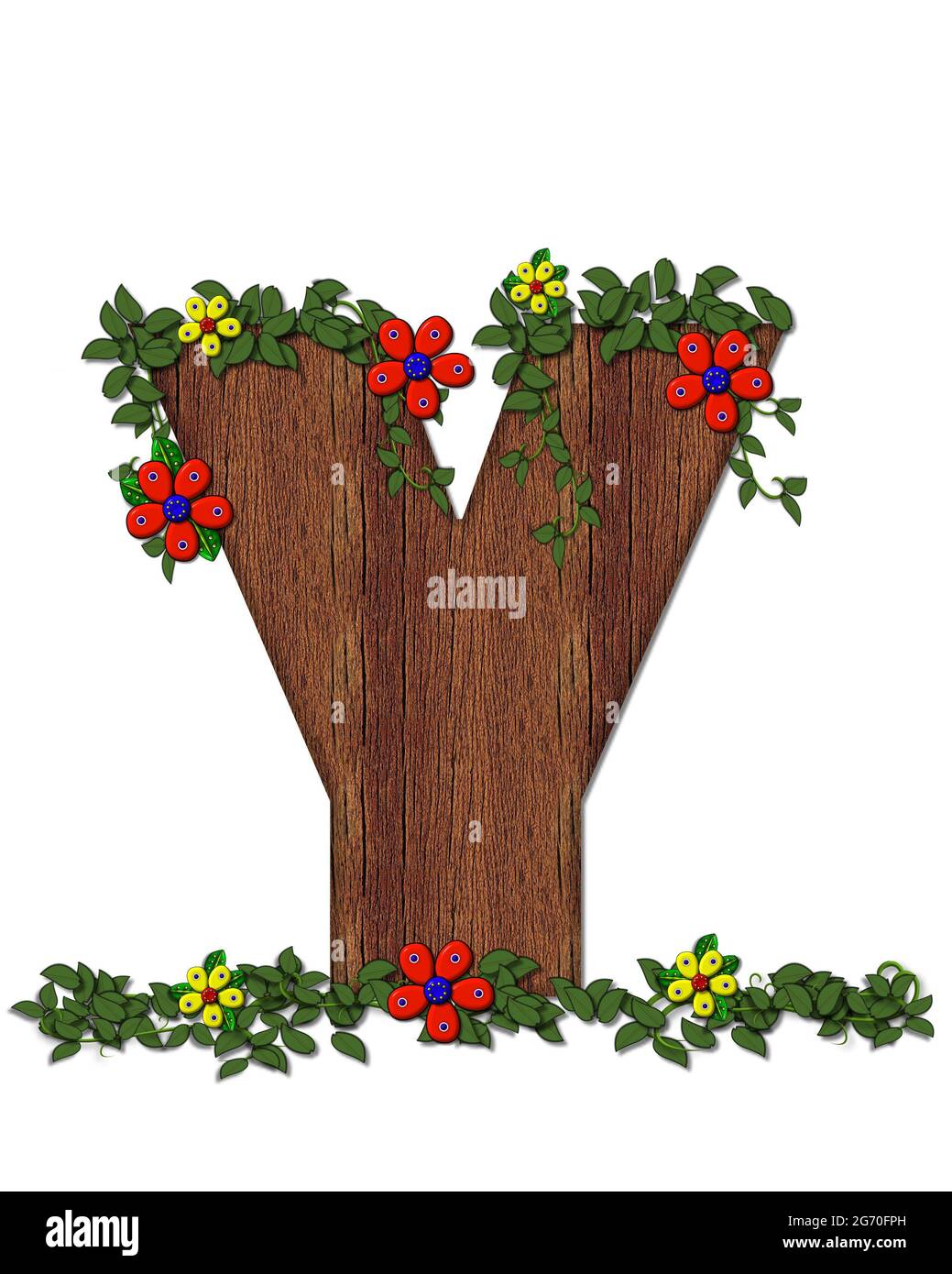 The letter Y, in the alphabet set "Woodsy Owl" is filled with wood ...