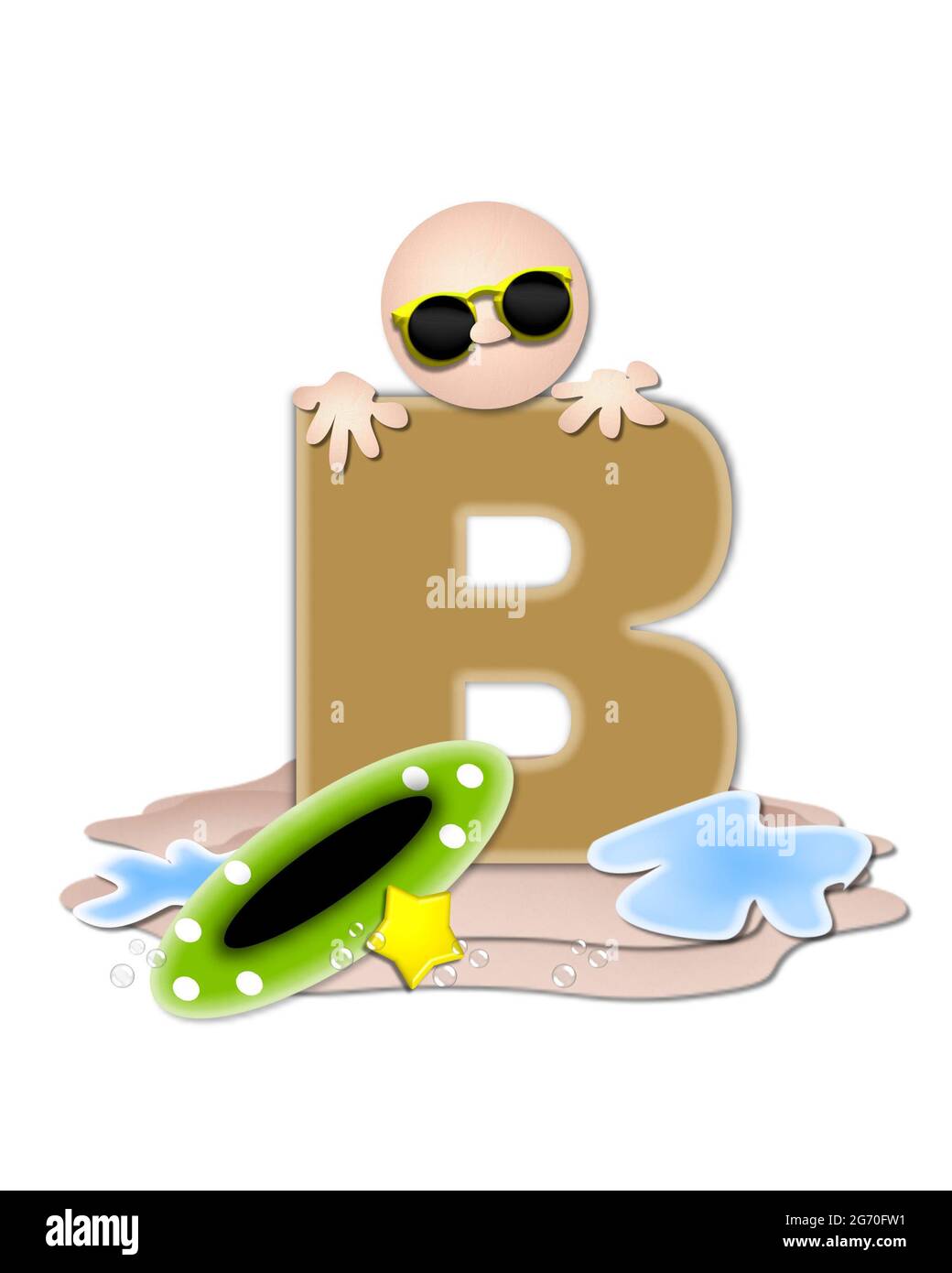 The letter B, in the alphabet set "Ocean Swimming" is tan. Letter sits ...
