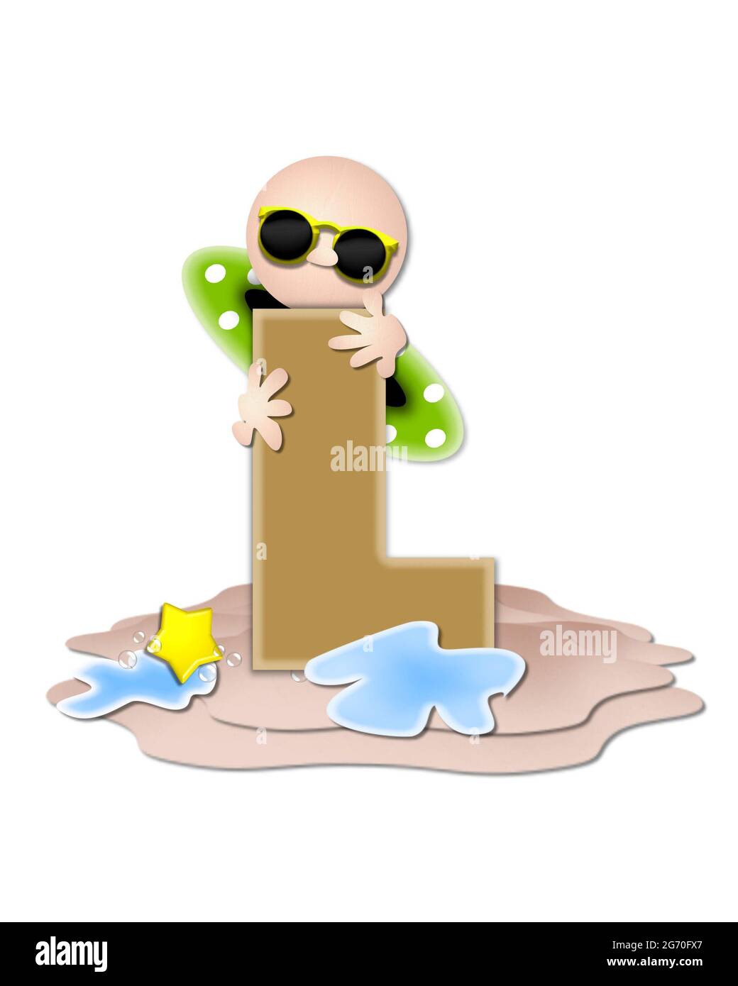 The letter L, in the alphabet set "Ocean Swimming" is tan. Letter sits ...