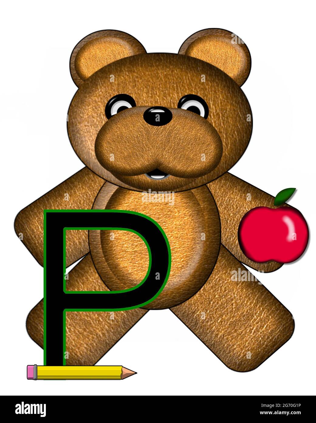 The letter P, in the alphabet set "Bear Alphabet Lesson" is decorated ...