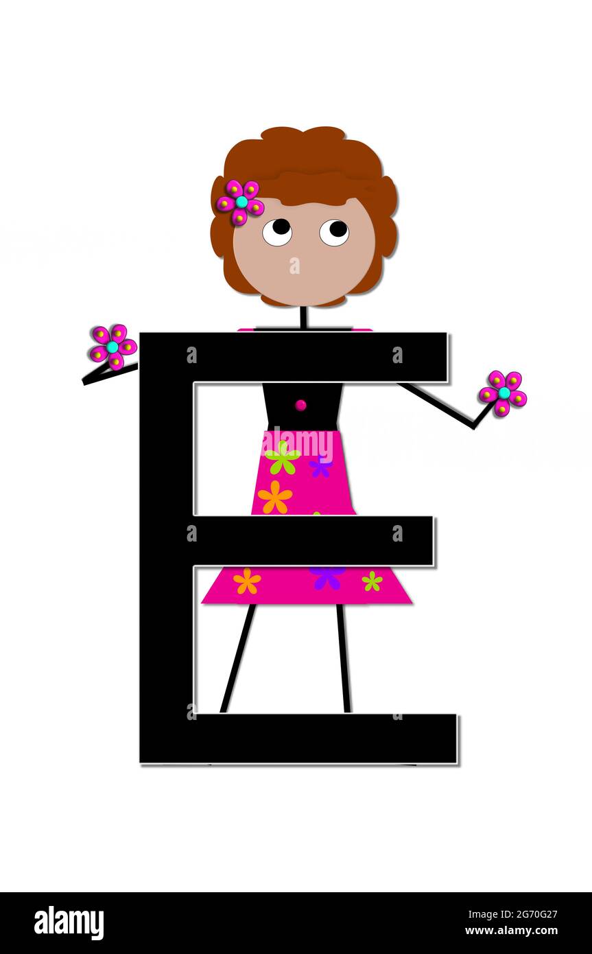 The letter E, in the alphabet set "Play" is black and outlined with ...