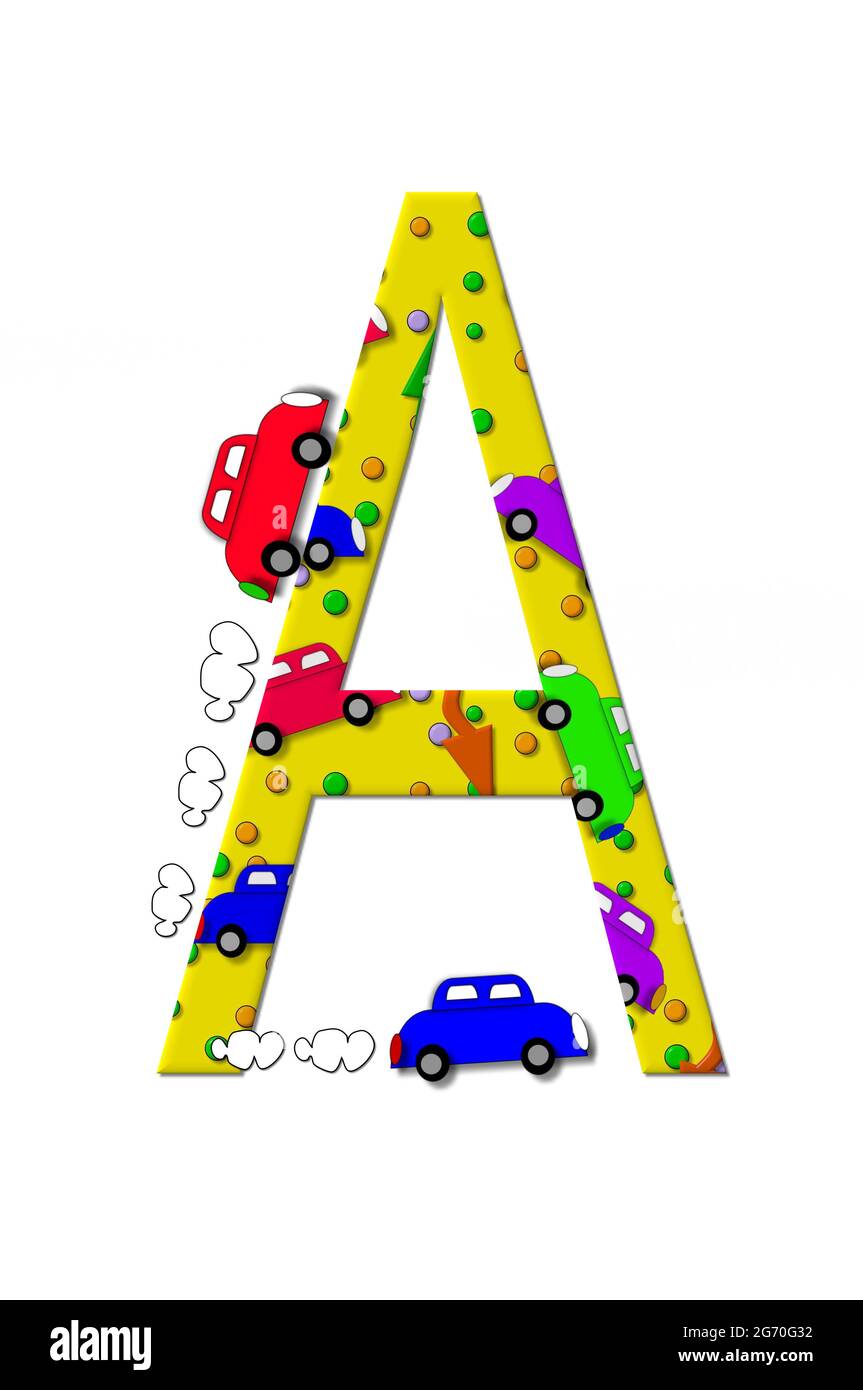 The letter A, in the alphabet set "Automobile Sputter" is decorated ...