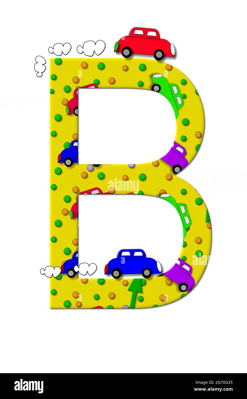 The letter B, in the alphabet set "Automobile Sputter" is decorated ...