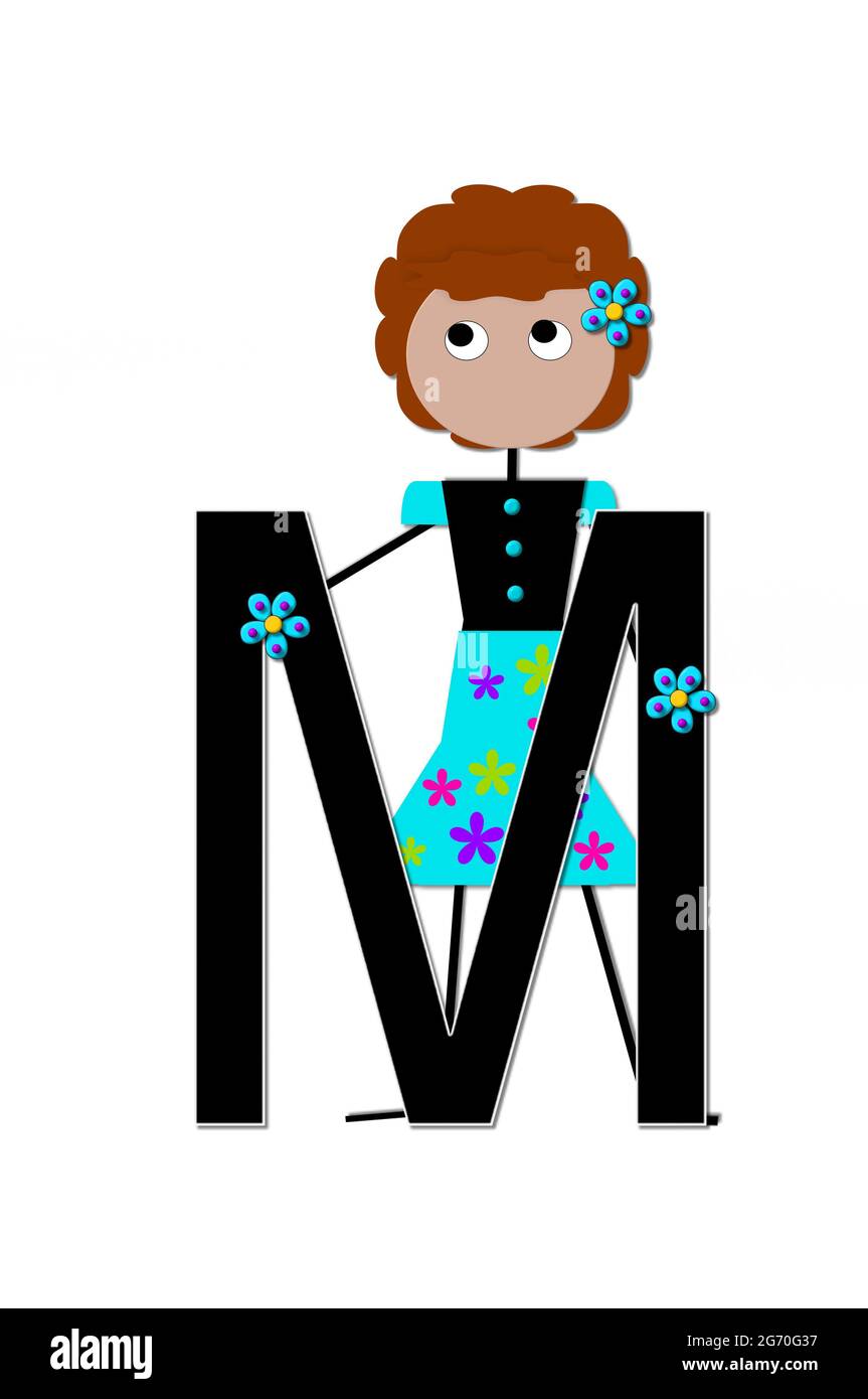 The letter M, in the alphabet set "Play" is black and outlined with ...