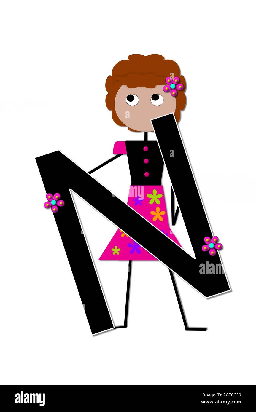 The letter N, in the alphabet set "Play" is black and outlined with ...