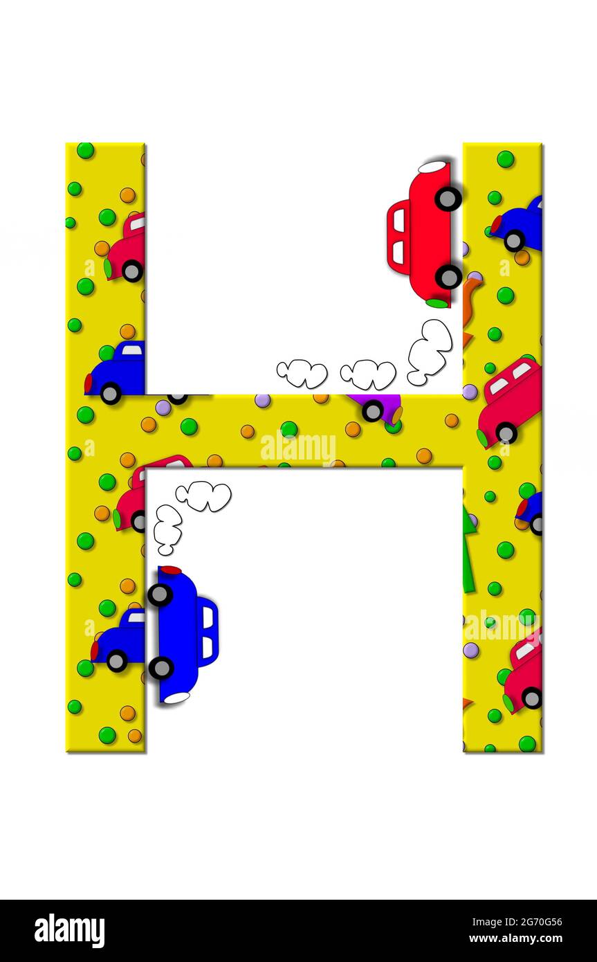The letter H, in the alphabet set "Automobile Sputter" is decorated ...
