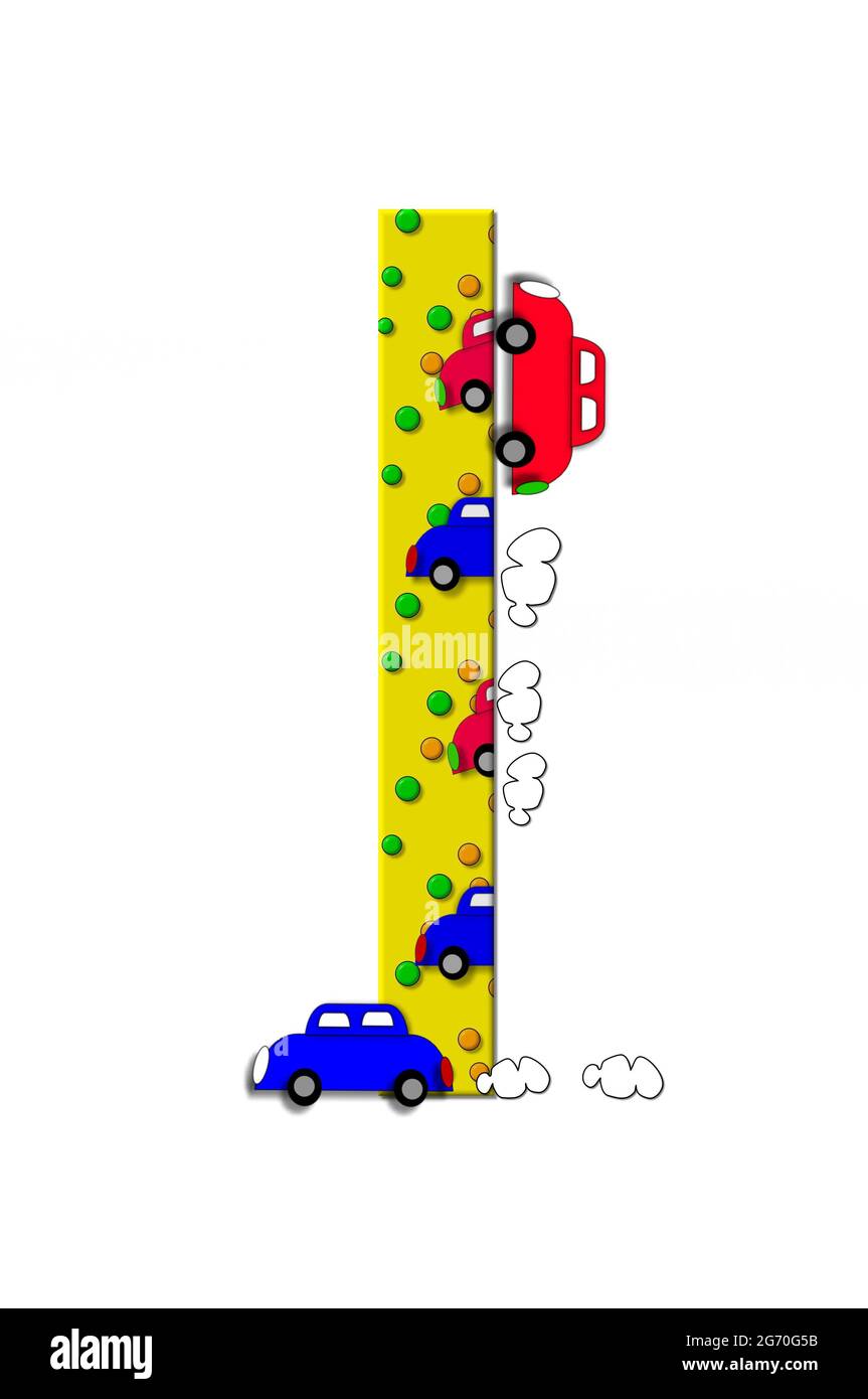 The letter I, in the alphabet set "Automobile Sputter" is decorated ...