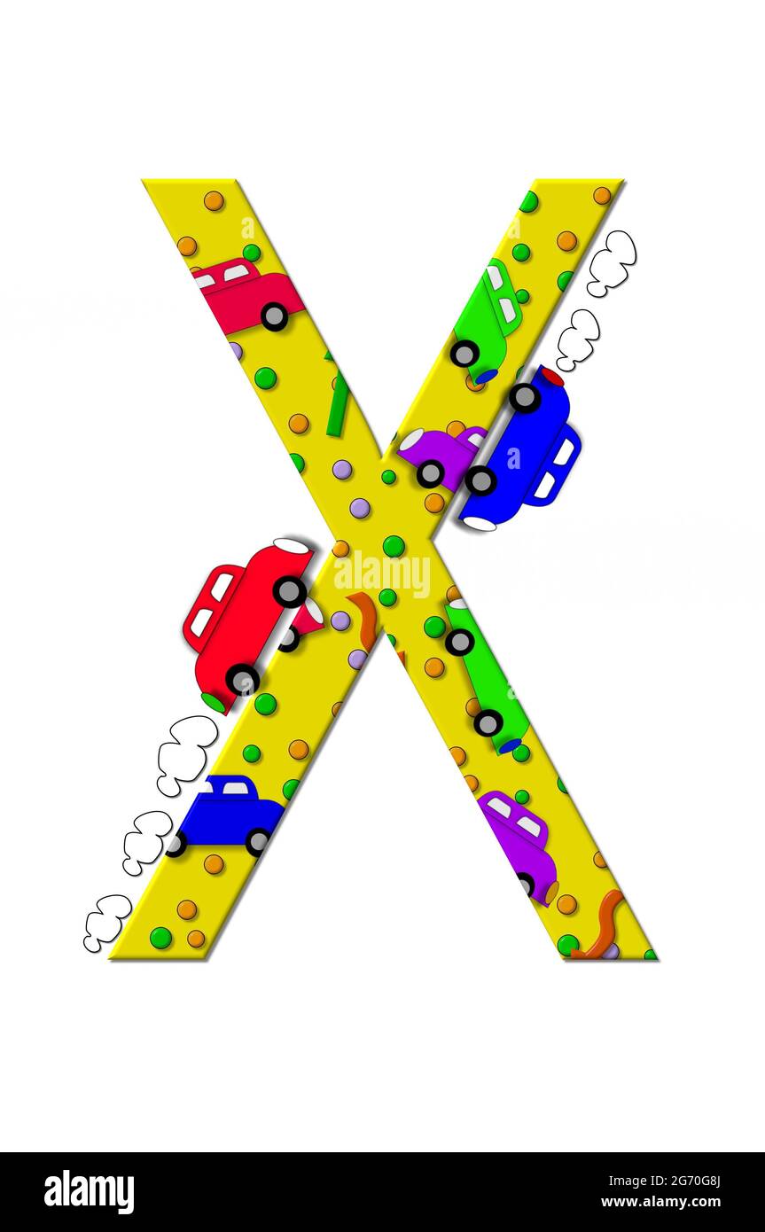 The letter X, in the alphabet set "Automobile Sputter" is decorated ...