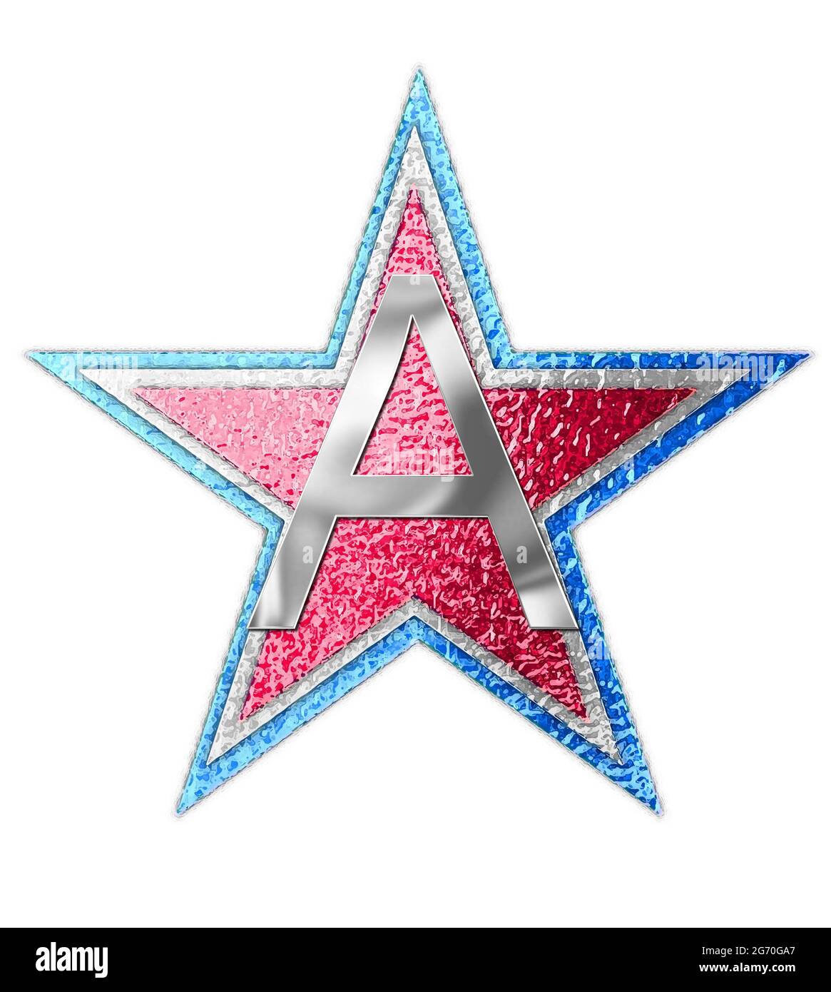 The letter A, in the alphabet set "All Star" is silver metalic. Three ...