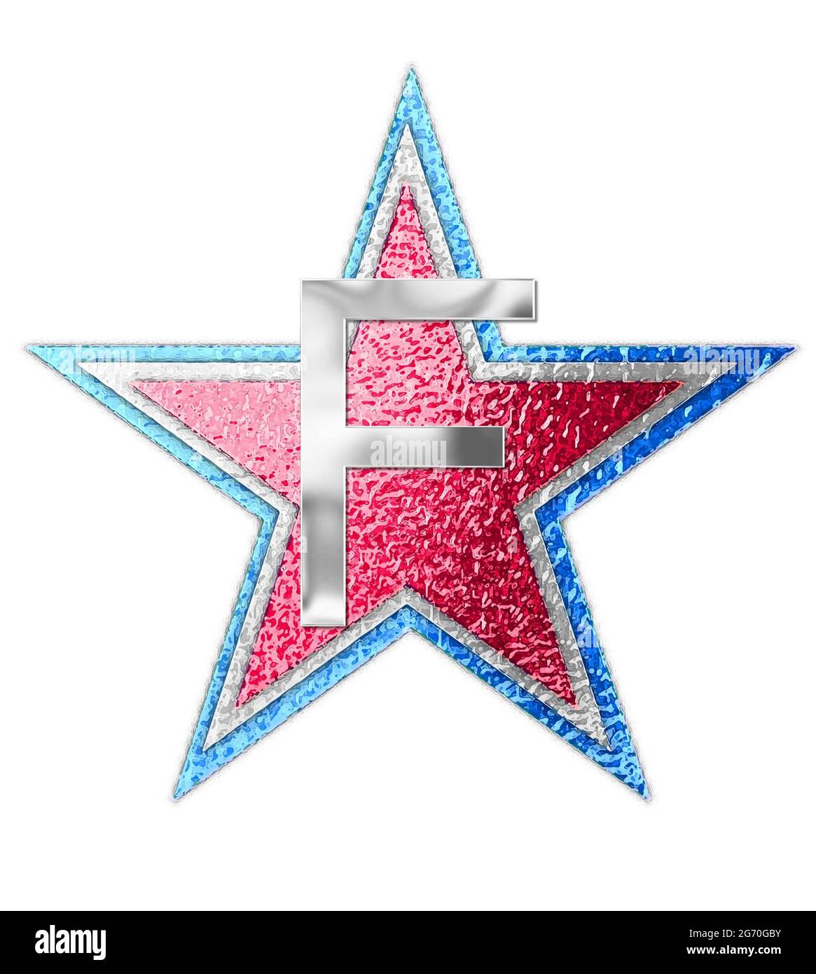 The letter F, in the alphabet set "All Star" is silver metalic. Three ...