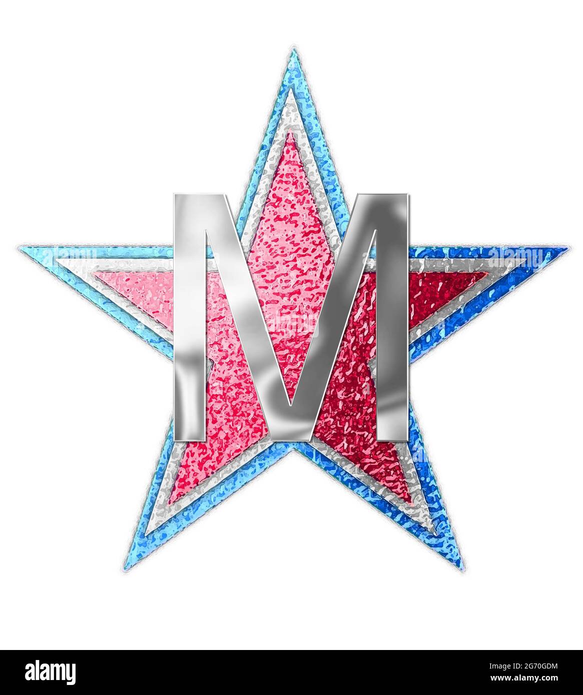 The letter M, in the alphabet set "All Star" is silver metalic. Three ...