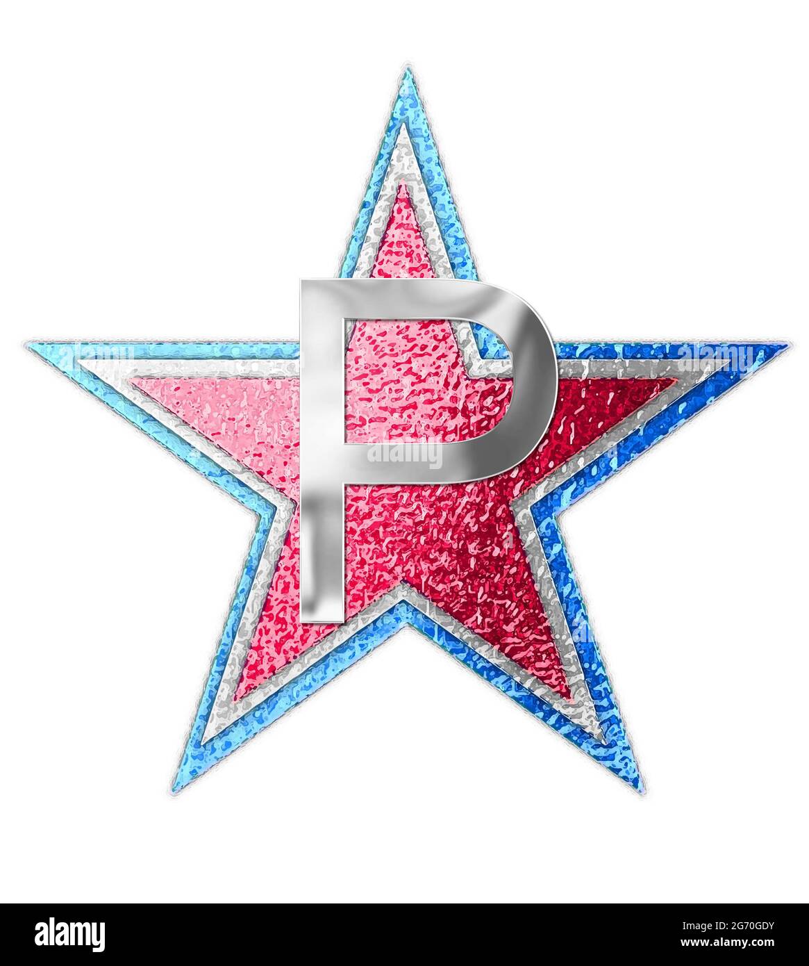 The letter P, in the alphabet set "All Star" is silver metalic. Three ...