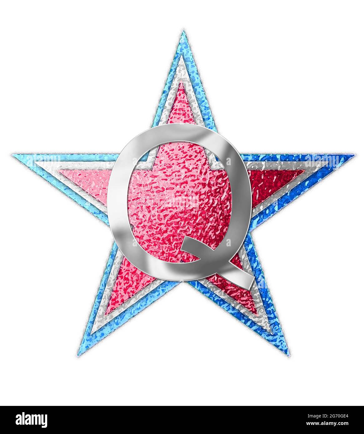 The letter Q, in the alphabet set "All Star" is silver metalic. Three ...