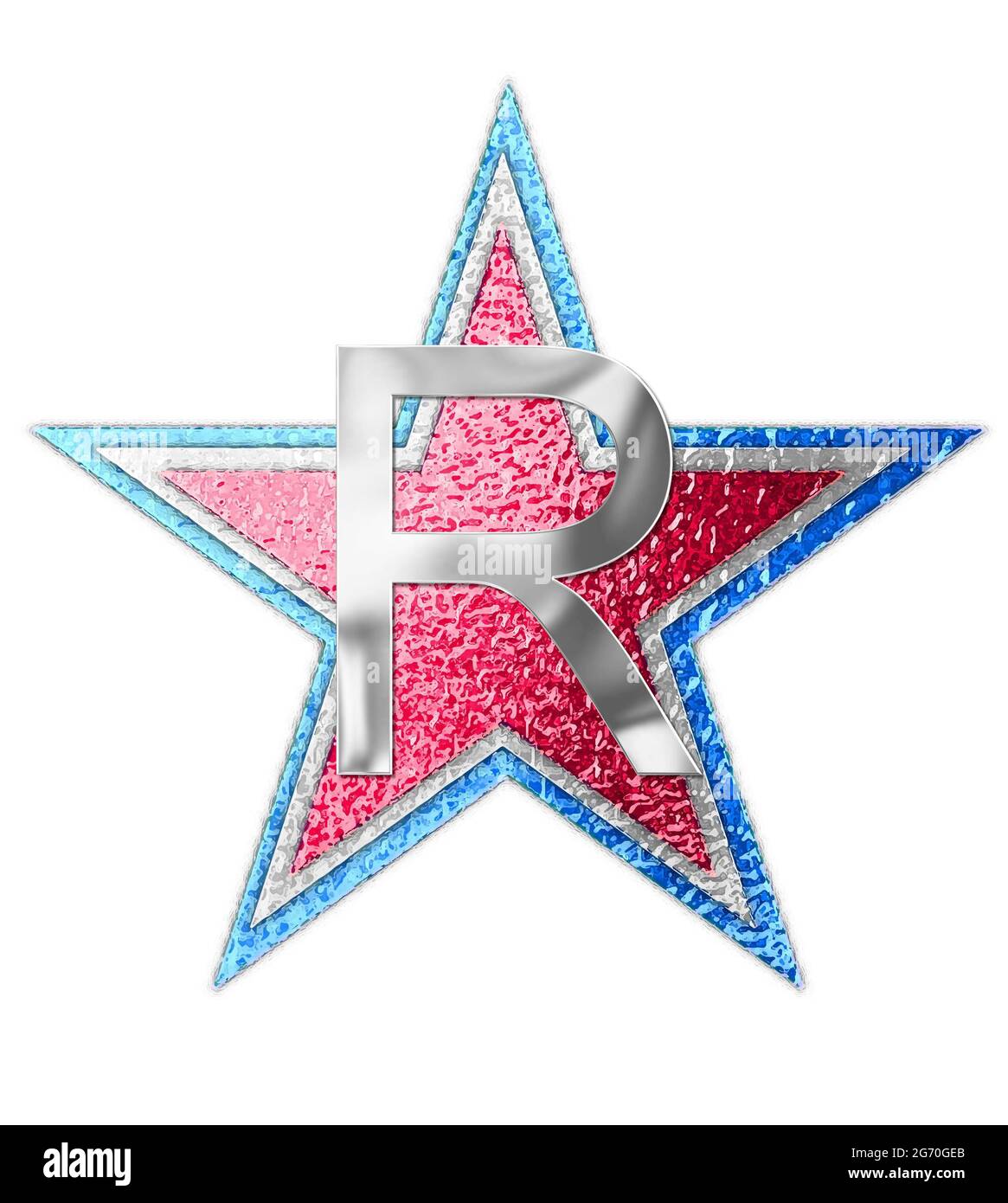 The letter R, in the alphabet set "All Star" is silver metalic. Three ...