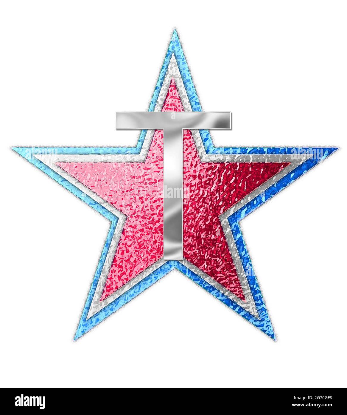 The letter T, in the alphabet set "All Star" is silver metalic. Three ...