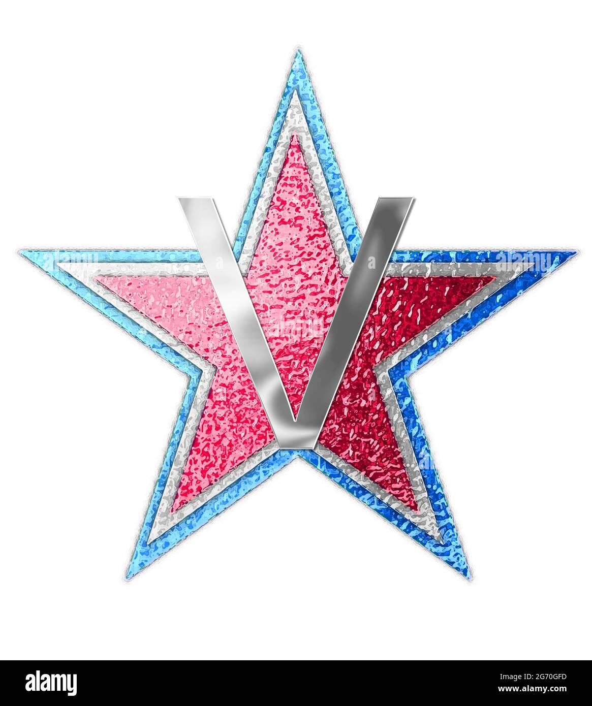 The letter V, in the alphabet set "All Star" is silver metalic. Three ...