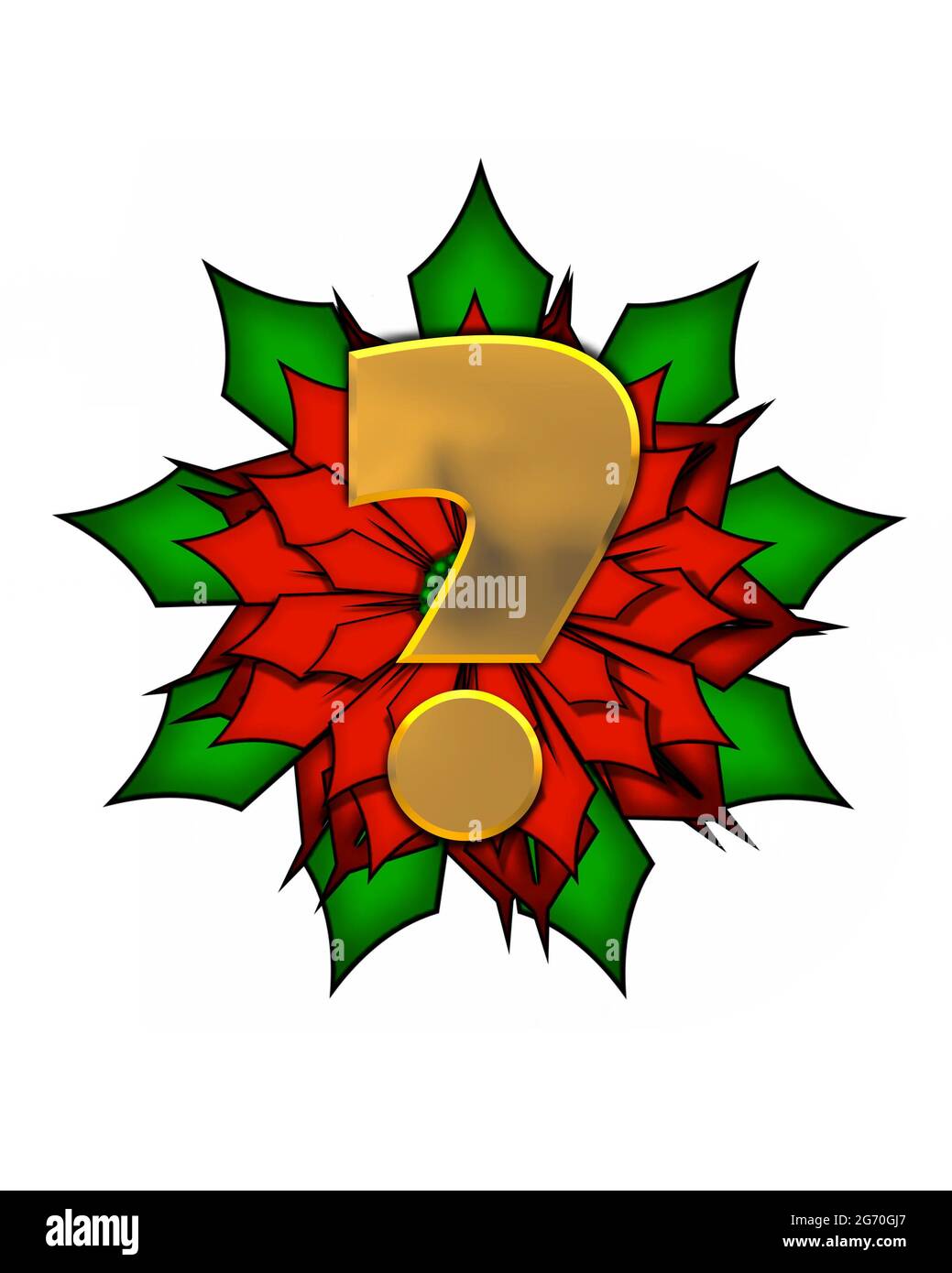 Question mark, in the alphabet set "Christmas Poinsettia" is shiny gold ...