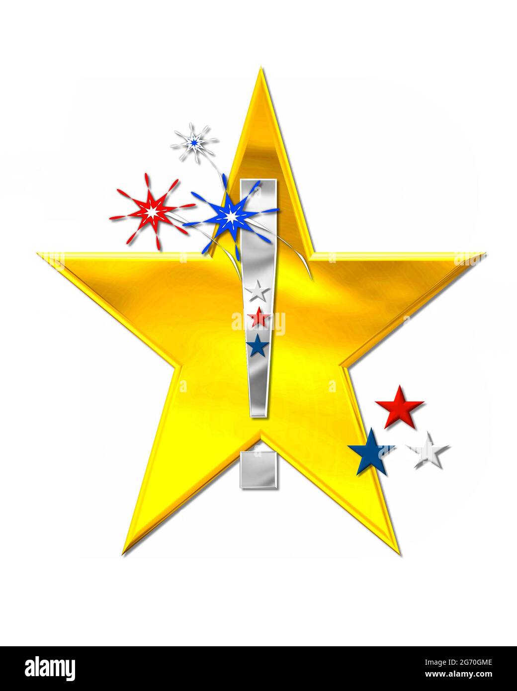 Exclamation mark, in the alphabet set "Patriotism" is silver metalic ...