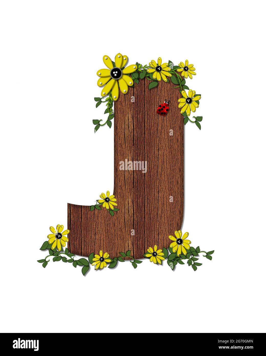 The letter J, in the alphabet set "Ladybug and Sunflower" is filled ...