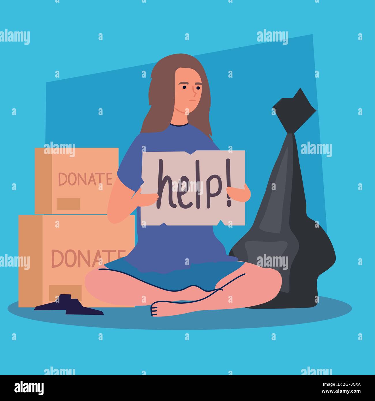 Poor woman begging Stock Vector Images - Alamy