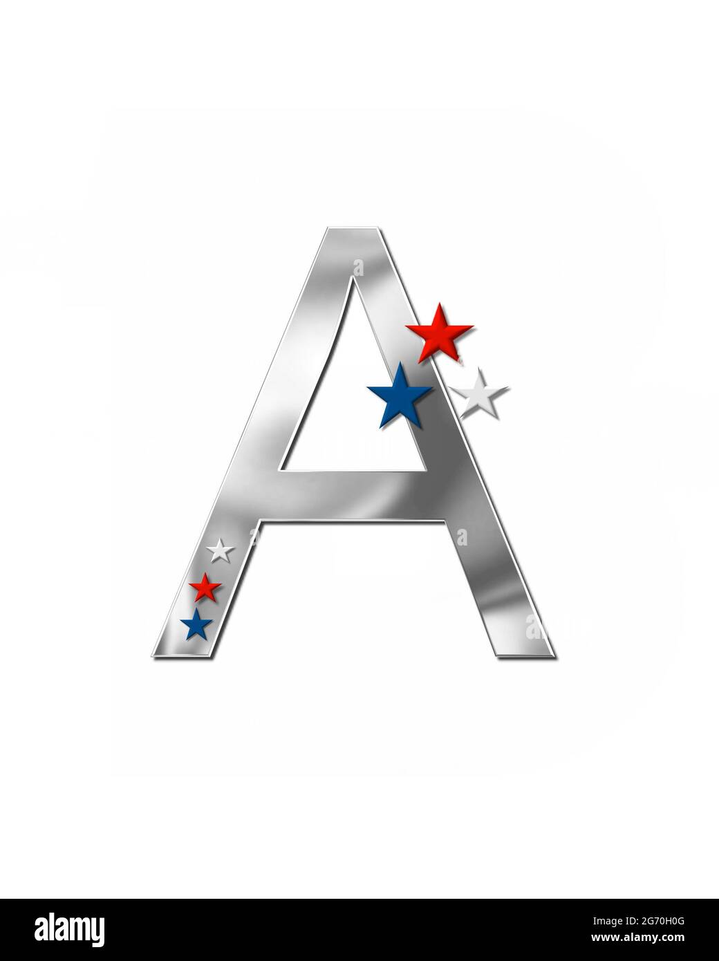 The letter A, in the alphabet set "Plain Patriotism" is silver metalic ...