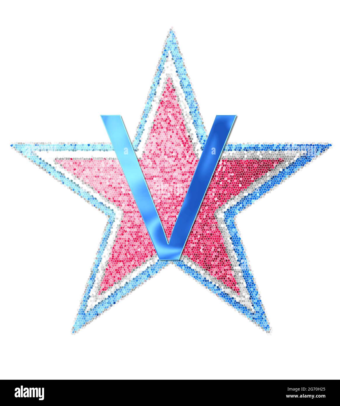The letter V, in the alphabet set "Red White and Blue" is blue metallic ...