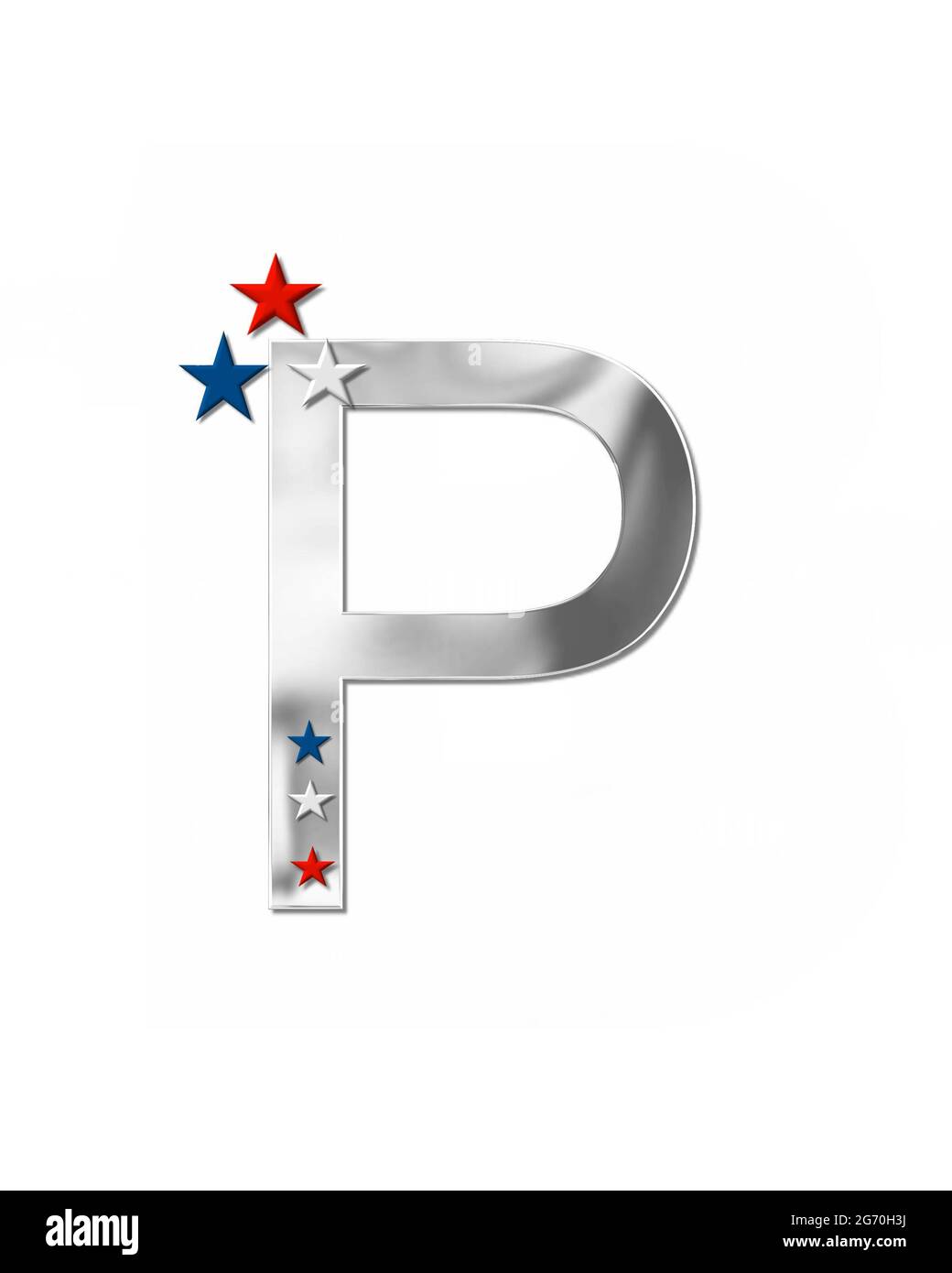 The letter P, in the alphabet set "Plain Patriotism" is silver metalic ...