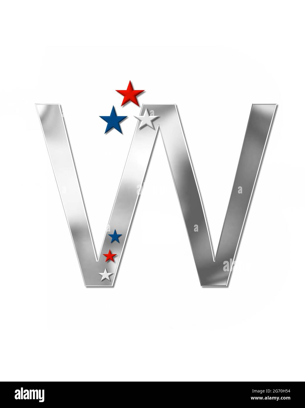 The letter W, in the alphabet set "Plain Patriotism" is silver metalic ...