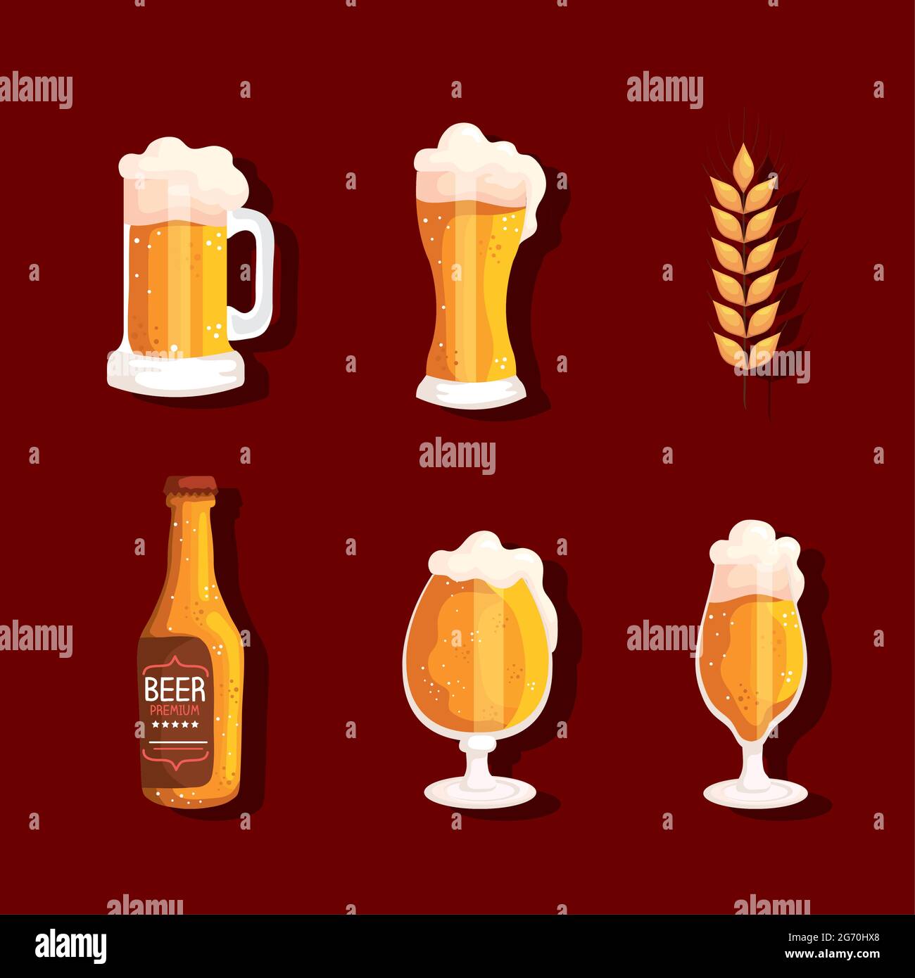 six beers icons Stock Vector Image & Art - Alamy