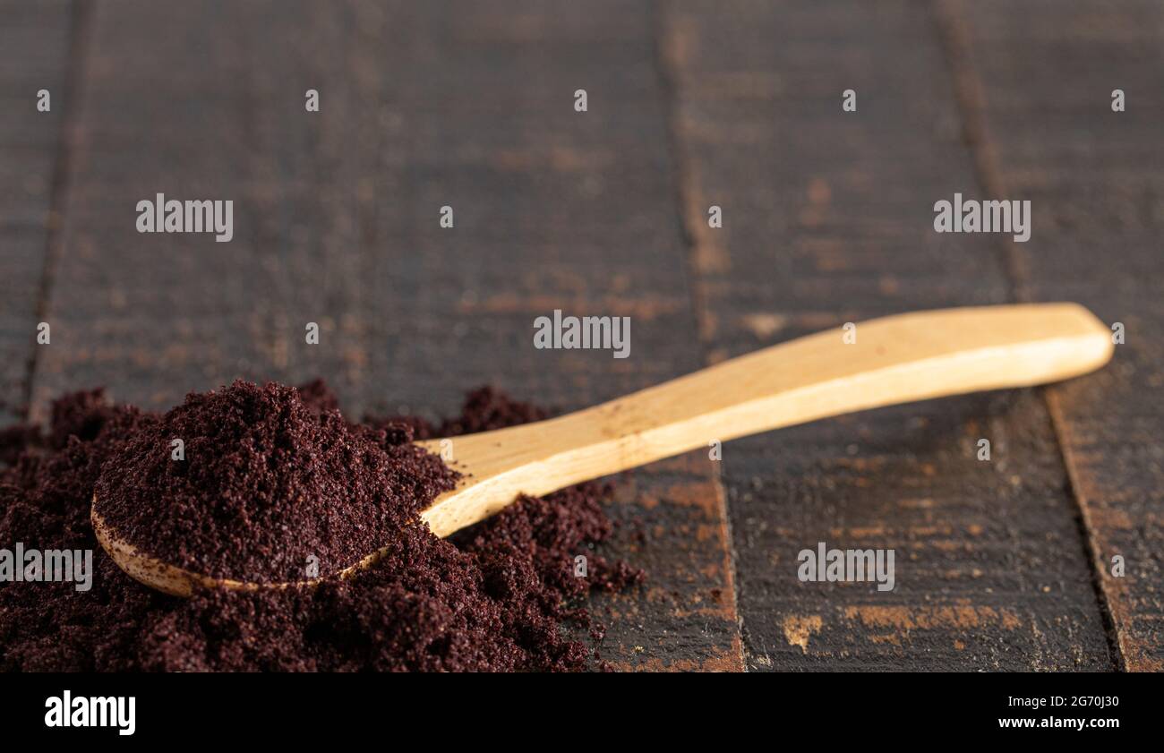 A Spoon Full of Organic Acai Powder a Superfood Stock Photo - Alamy