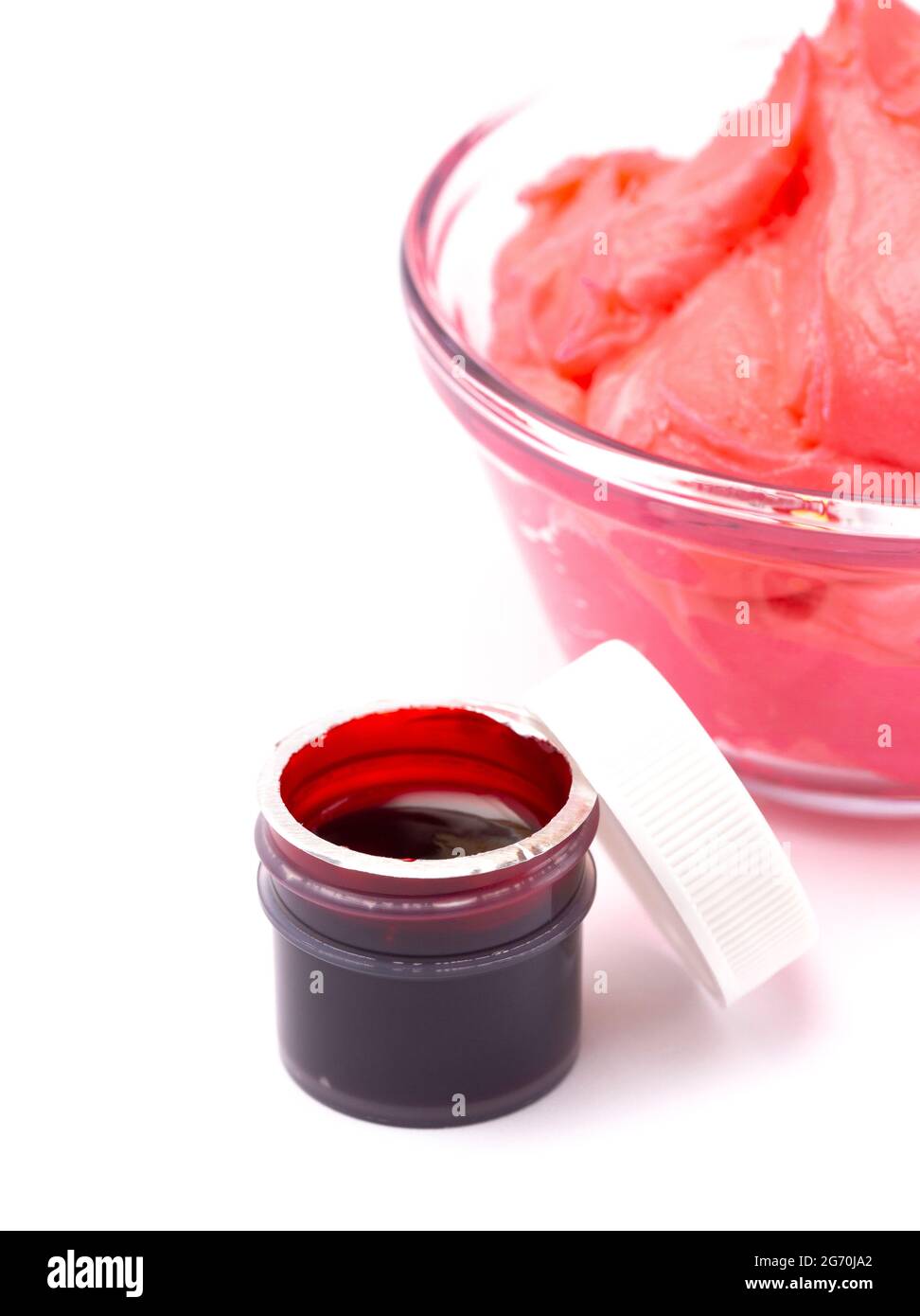 An Opened Pot of Red Gel Food Coloring for Baking Isolated on a White ...