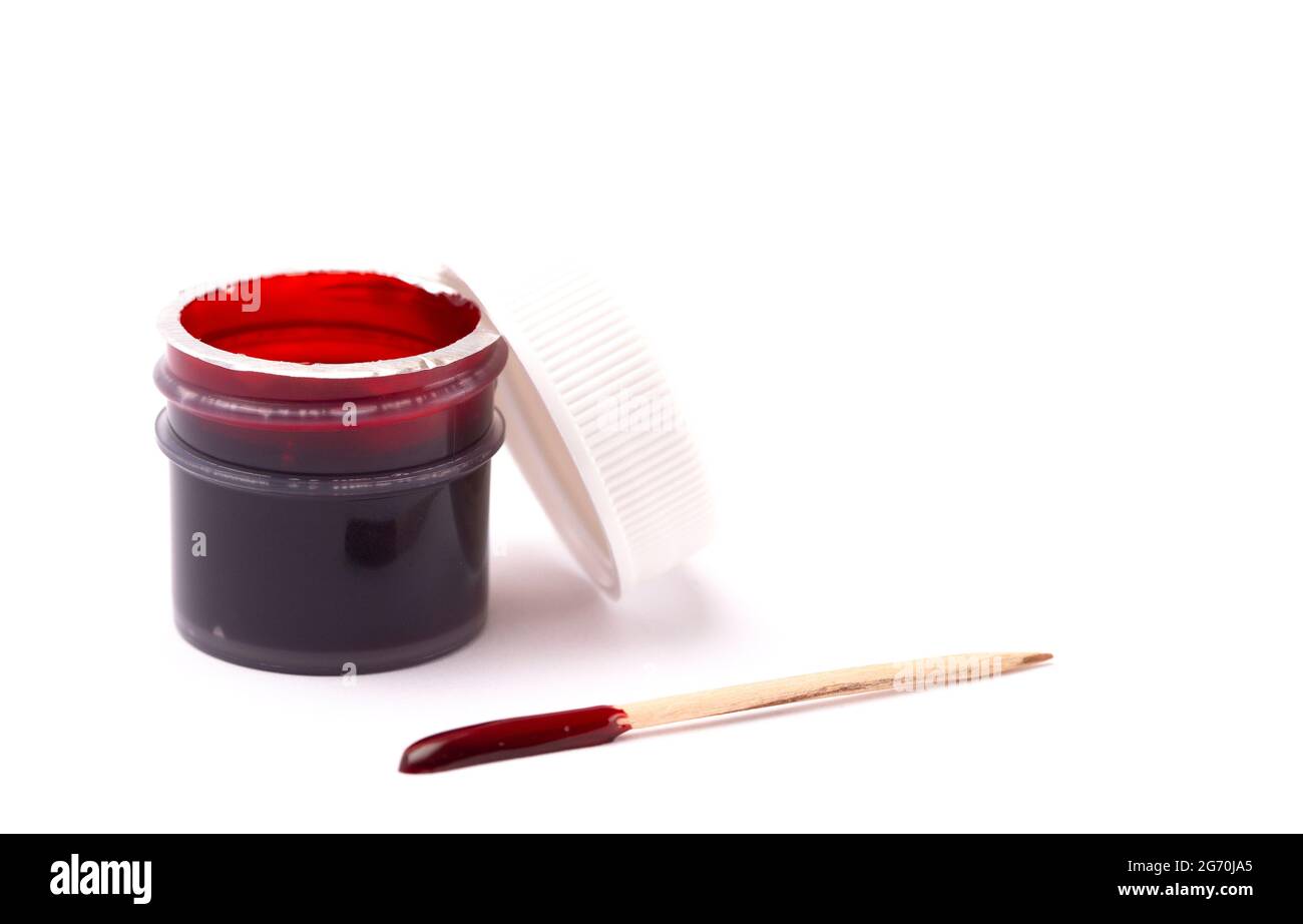 An Opened Pot of Red Gel Food Coloring for Baking Isolated on a White ...