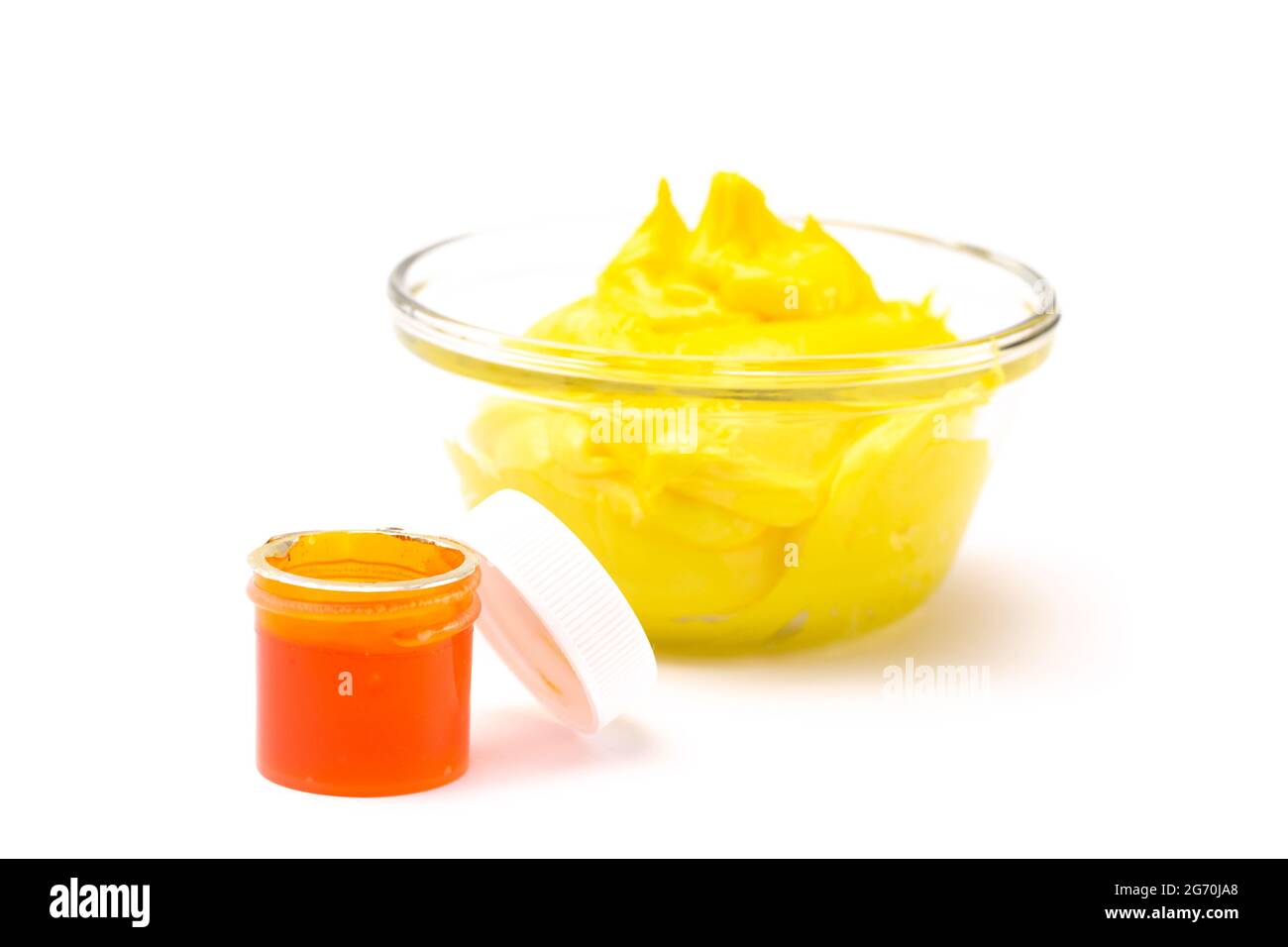 An Opened Pot of Yellow Gel Food Coloring for Baking Isolated on a ...
