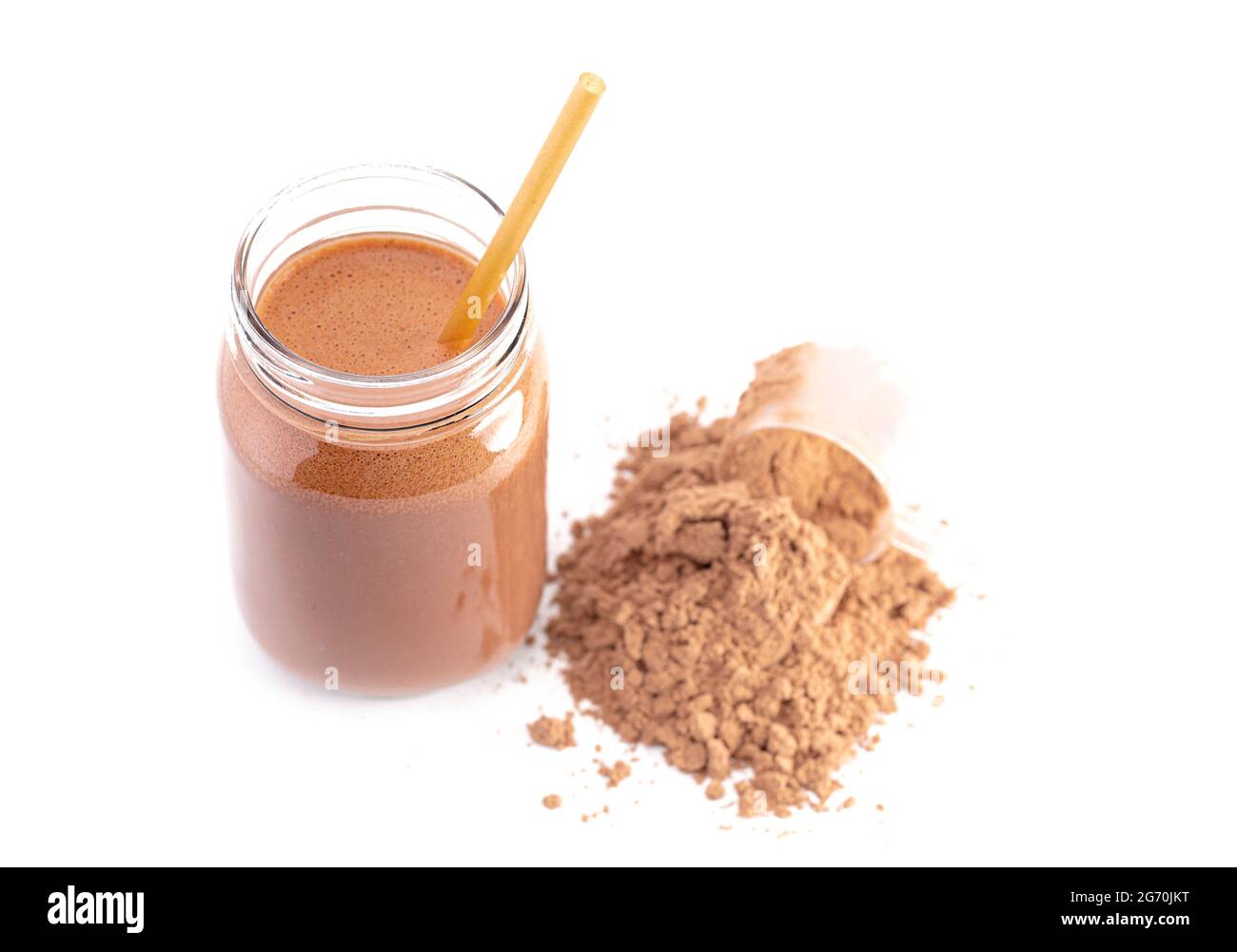 Chocolate Protein Powder Shake Isolated on a White Background Stock ...