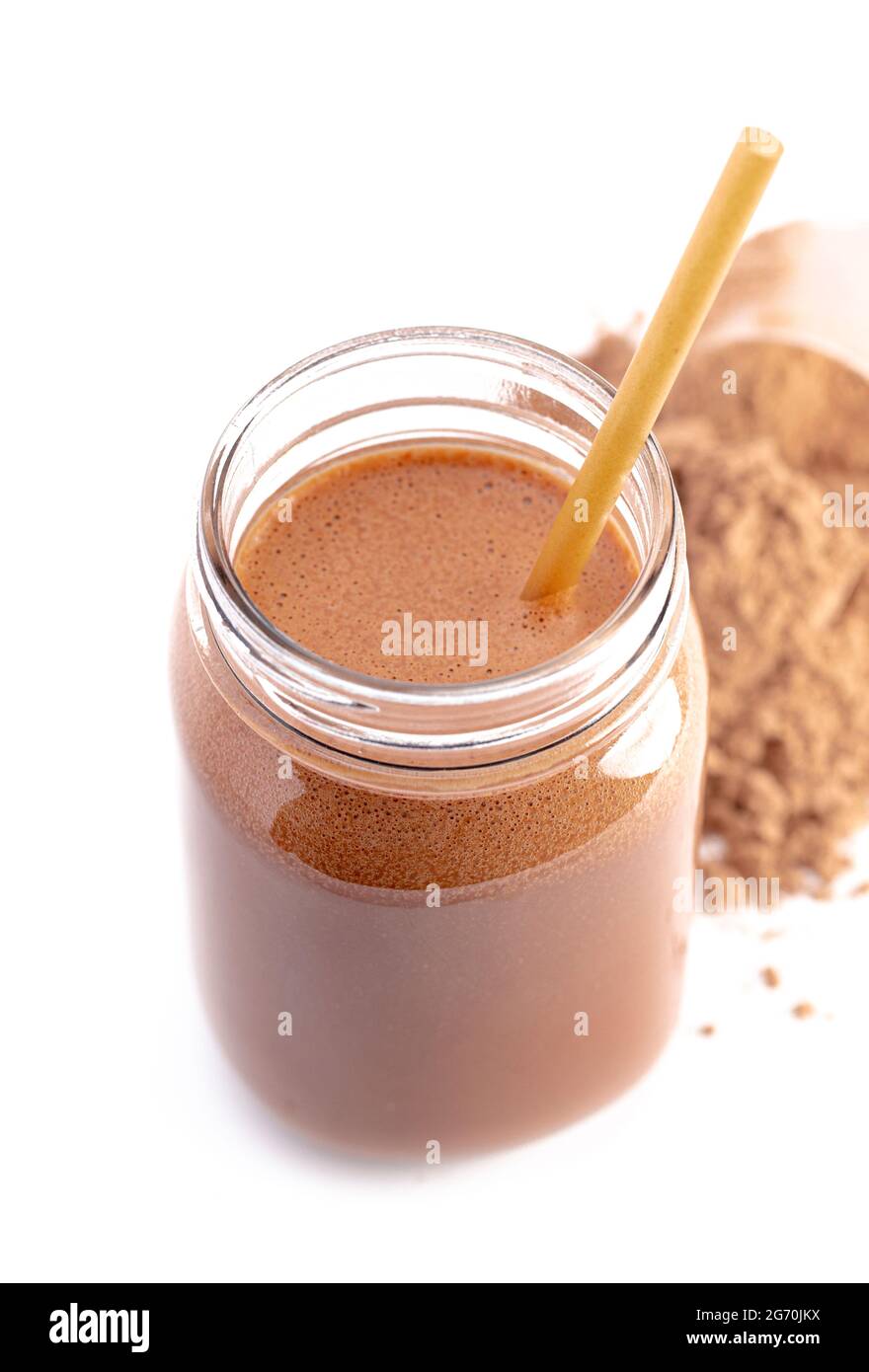 Chocolate Protein Powder Shake Isolated on a White Background Stock ...