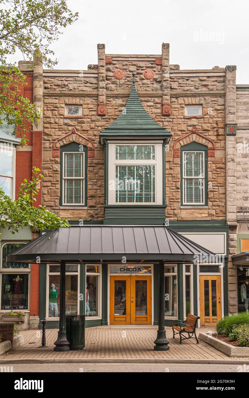 Holland, MI, USA - June 8, 2008: historic district. Closeup of facade ...