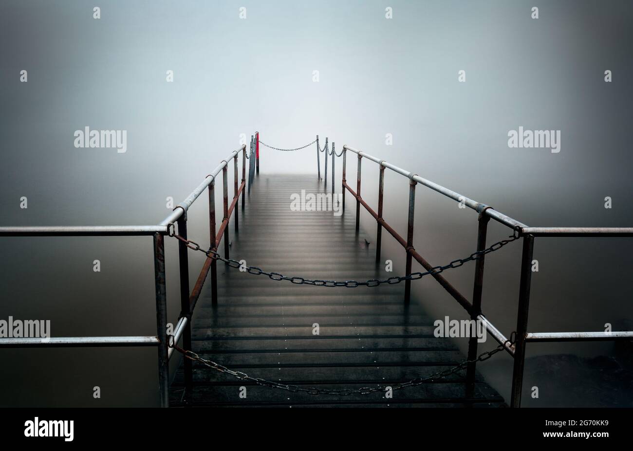 Mystical bridge surrounded by mist - horror concept Stock Photo - Alamy
