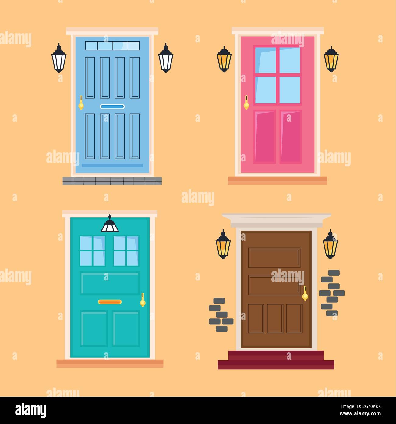 four front doors Stock Vector Image & Art - Alamy