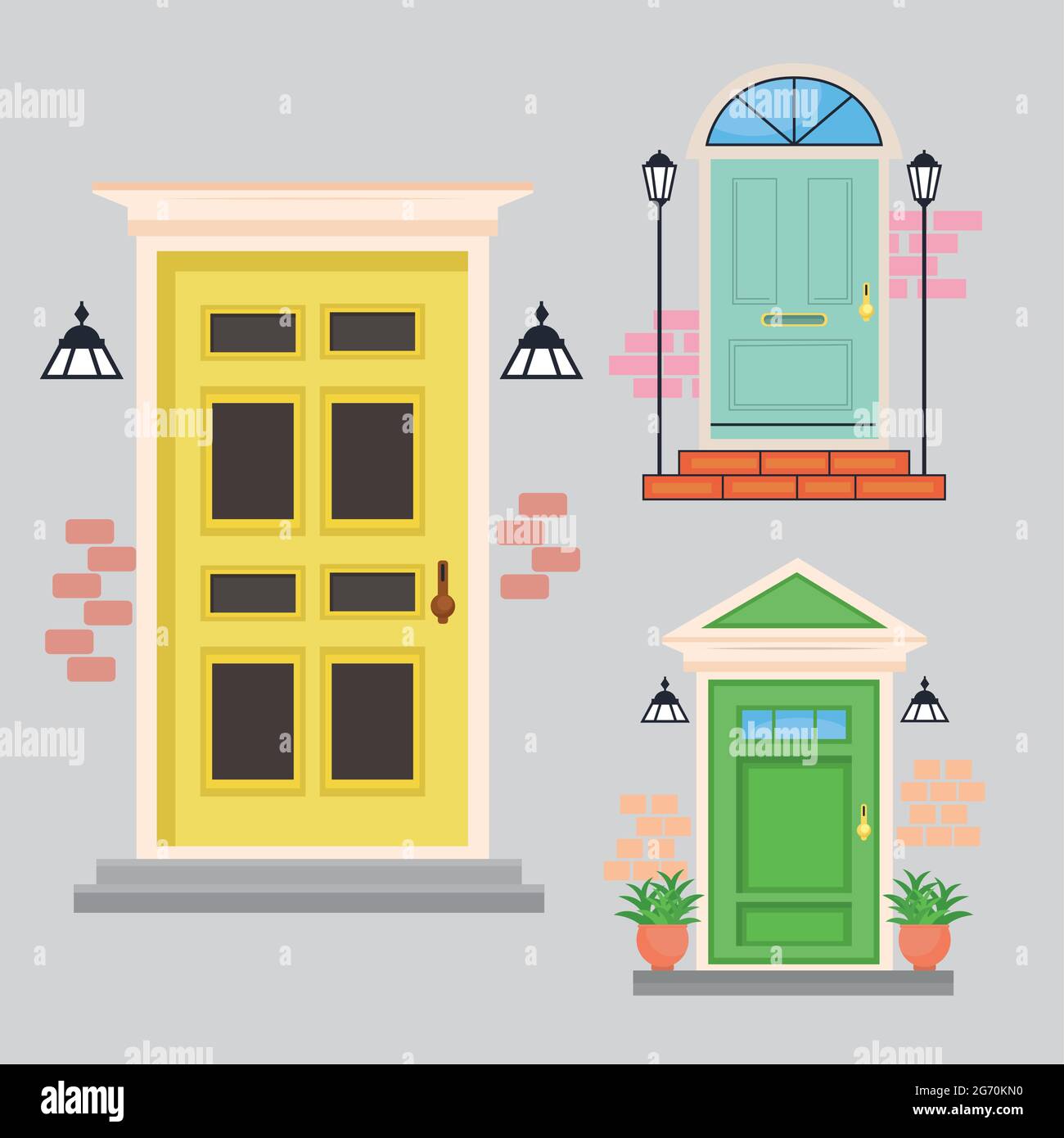 three front doors Stock Vector Image & Art - Alamy